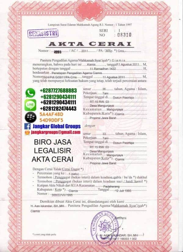 Legalisir Akta Cerai Saudi – Jangkar Global Groups
