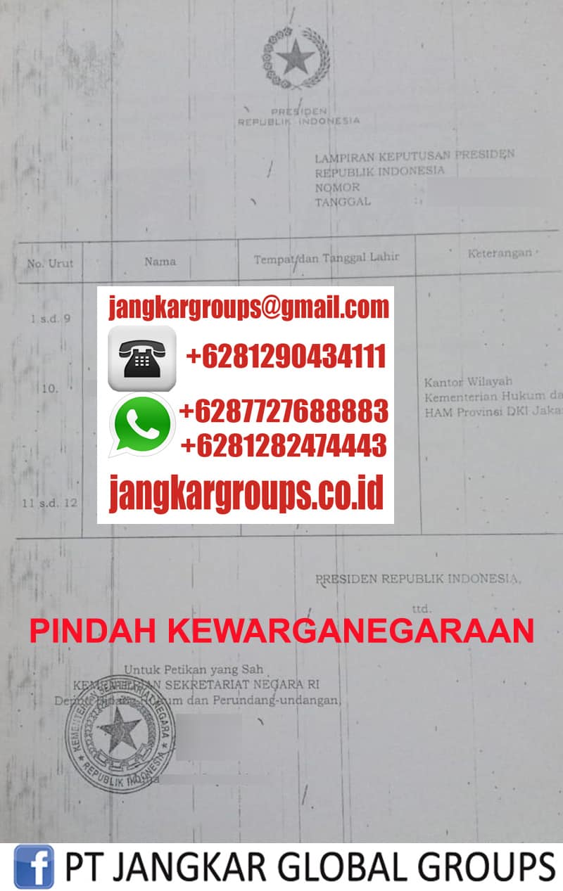 Pengurusan Perubahan Kewarganegaraan WNA menjadi WNI